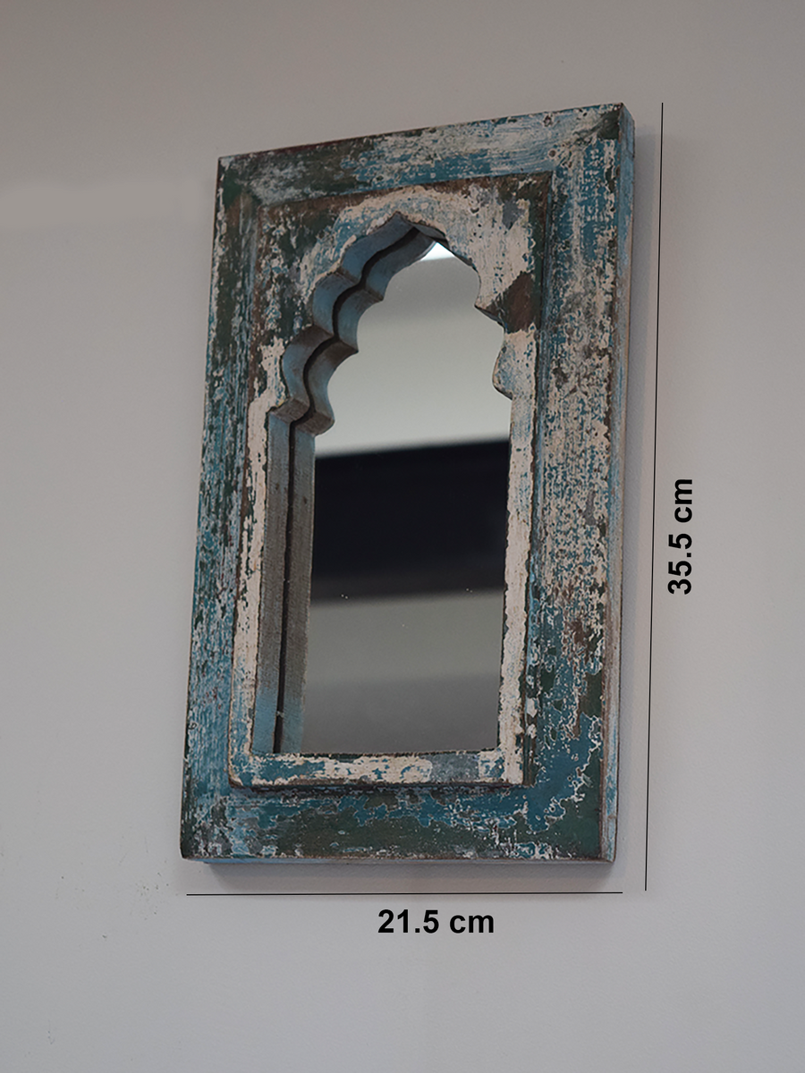 Rustic Blue Distressed Mirror - 35.5 cm x 21.5 cm – The Elephant Head